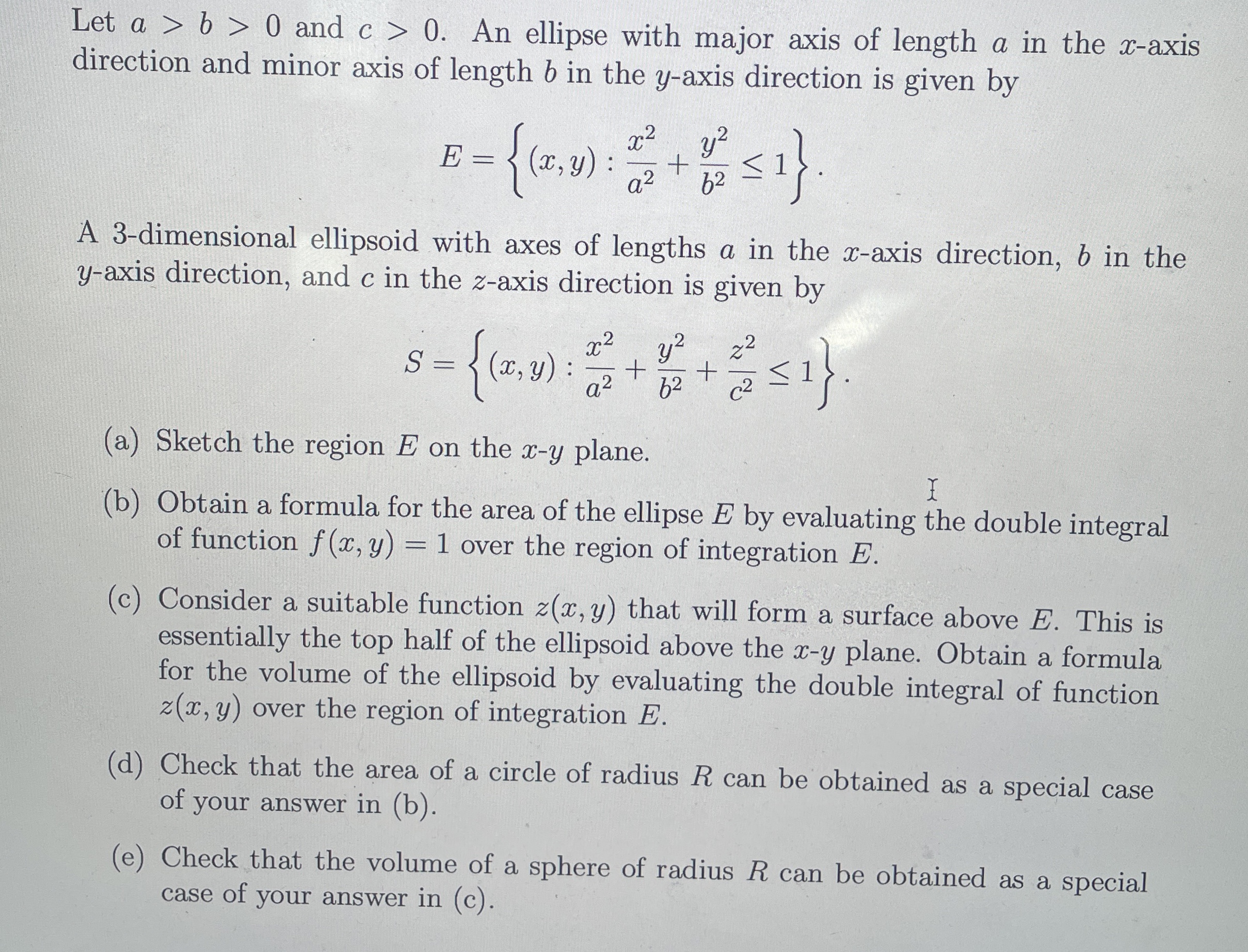 Solved Let a>b>0 ﻿and c>0. ﻿An ellipse with major axis of | Chegg.com