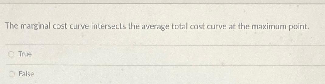 Solved The marginal cost curve intersects the average total | Chegg.com