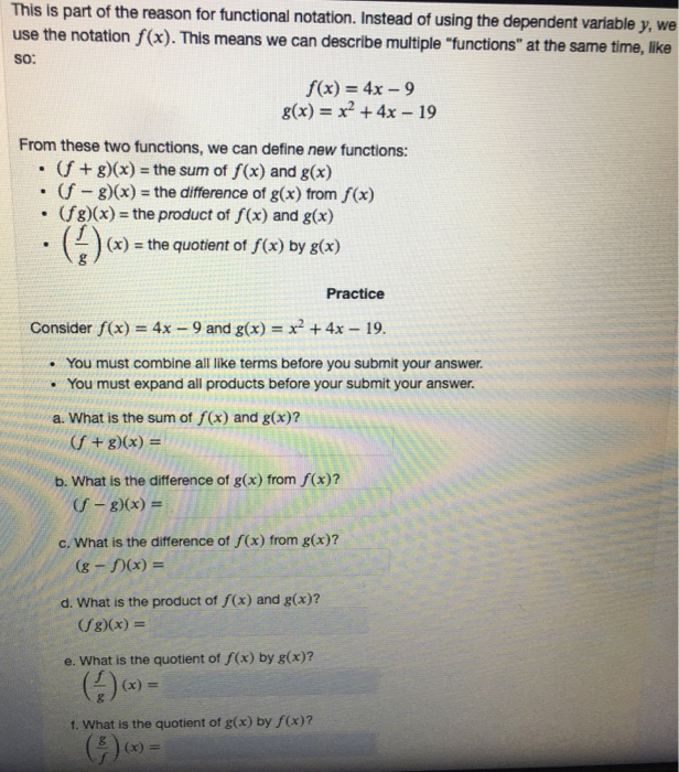 Solved This is part of the reason for functional notation. | Chegg.com