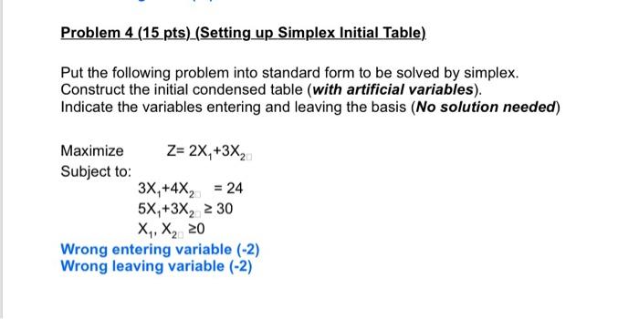 Solved Put the following problem into standard form to be | Chegg.com