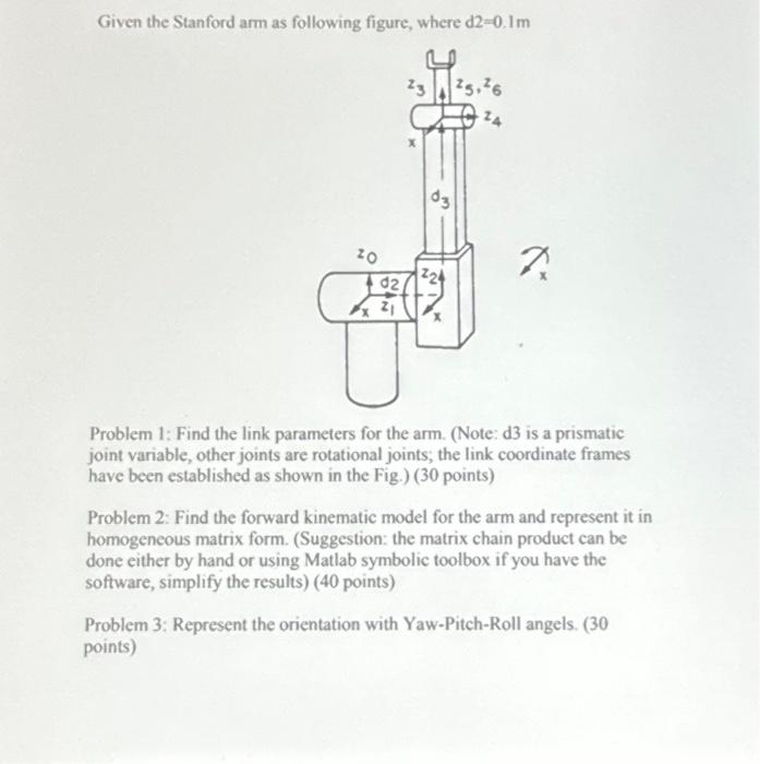 Given the Stanford arm as following figure, where | Chegg.com