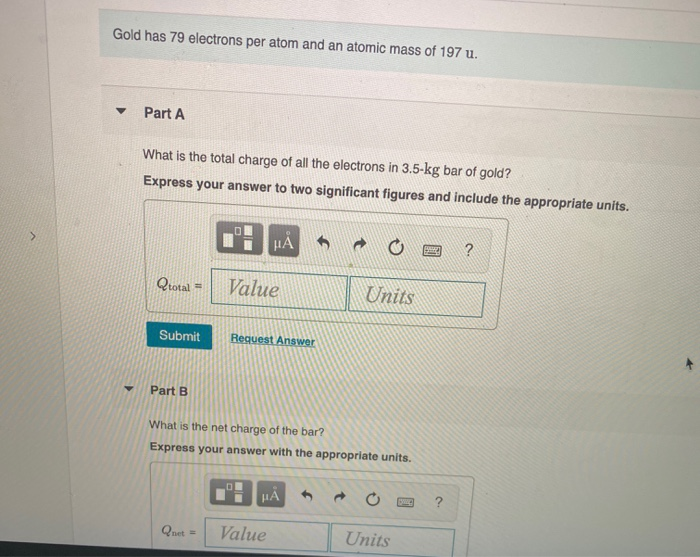 Solved Gold has 79 electrons per atom and an atomic mass of | Chegg.com
