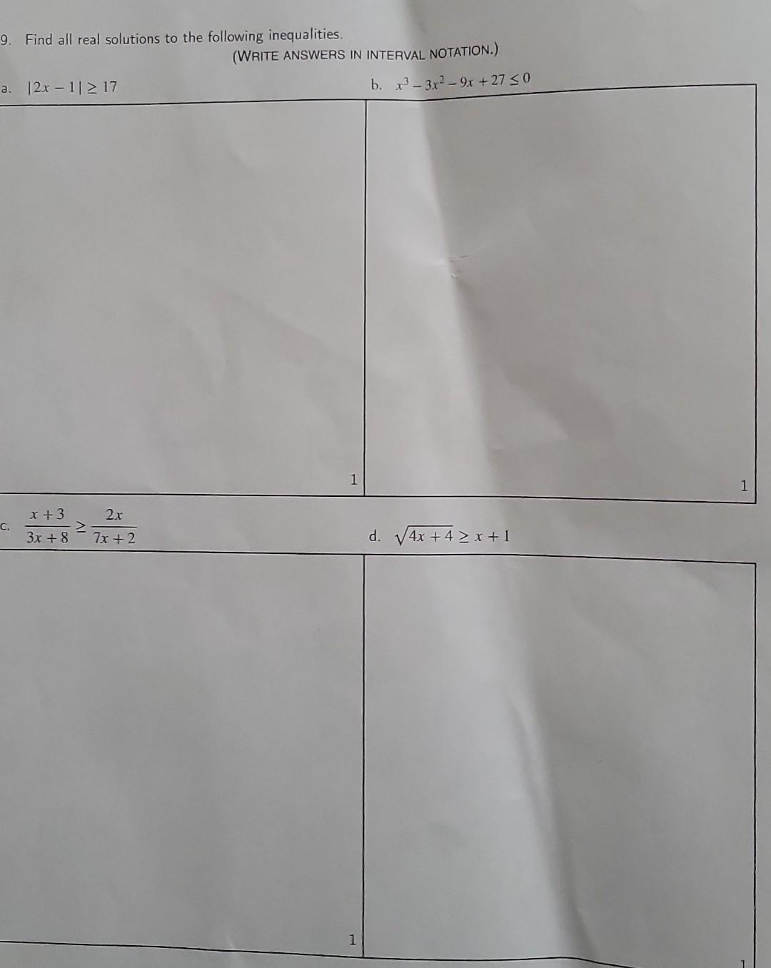 Solved 9. Find all real solutions to the following | Chegg.com