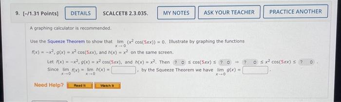 Solved Use the Squeeze Theorem to show that | Chegg.com
