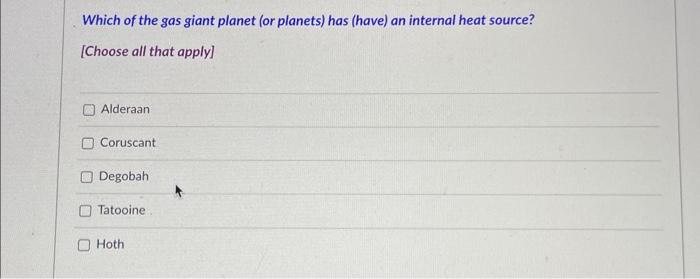 Solved General Planetary Knowledge Questions: The Thanatos | Chegg.com