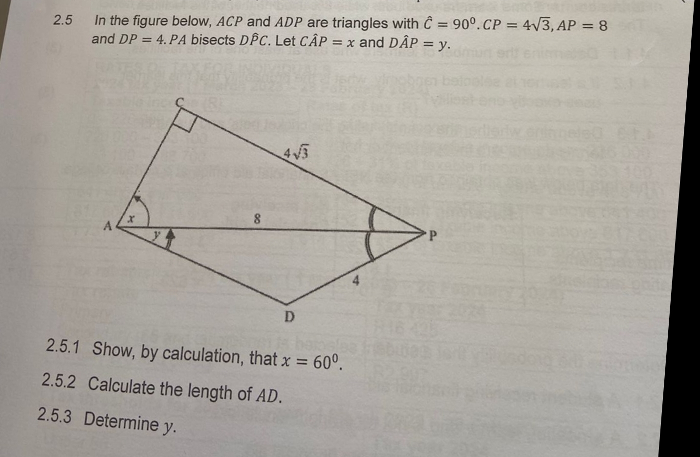 Solved 2.5 ﻿In the figure below, ACP and ADP are triangles | Chegg.com
