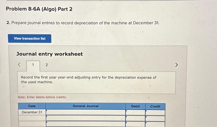 Solved Journal entry worksheet Record the purchase of a used | Chegg.com
