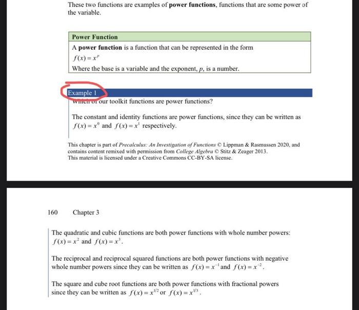 Solved 3.1 Power Functions & Polynomial Functions Answer the | Chegg.com