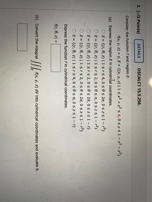 Solved 3. [-/3 Points] DETAILS OSCALC1 15.5.256. Consider | Chegg.com