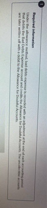 Solved Required information Under the allowance method, bad | Chegg.com