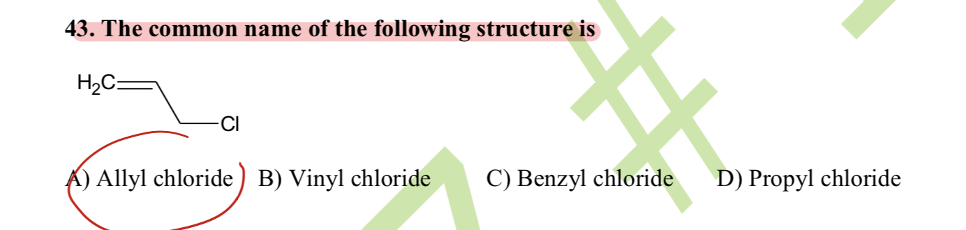 Solved The common name of the following structure isB) | Chegg.com