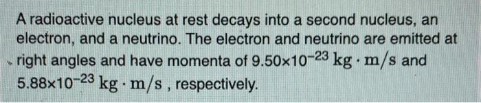 Solved A radioactive nucleus at rest decays into a second | Chegg.com