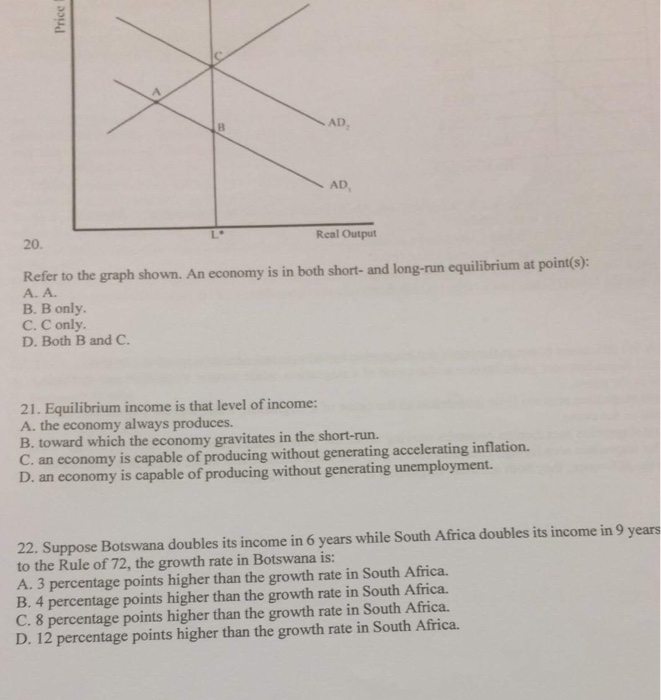Solved Price AD - AD 20. Real Output Refer to the graph | Chegg.com