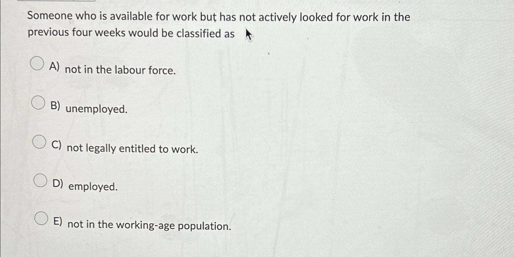 Solved Someone who is available for work but has not | Chegg.com
