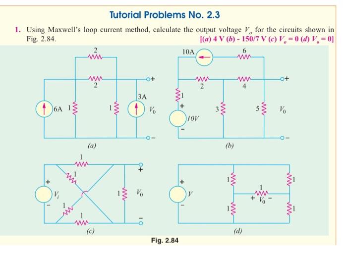 Solved Tutorial Problems No. 2.3 Using Maxwell's loop | Chegg.com