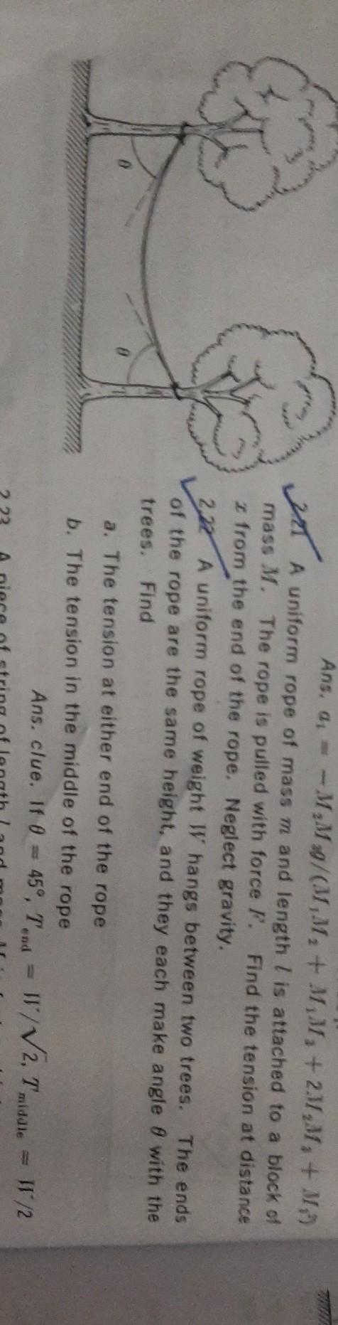Solved Ans. a = -M2Mg/(JM, + MM, + 21/1, + A uniform rope of | Chegg.com