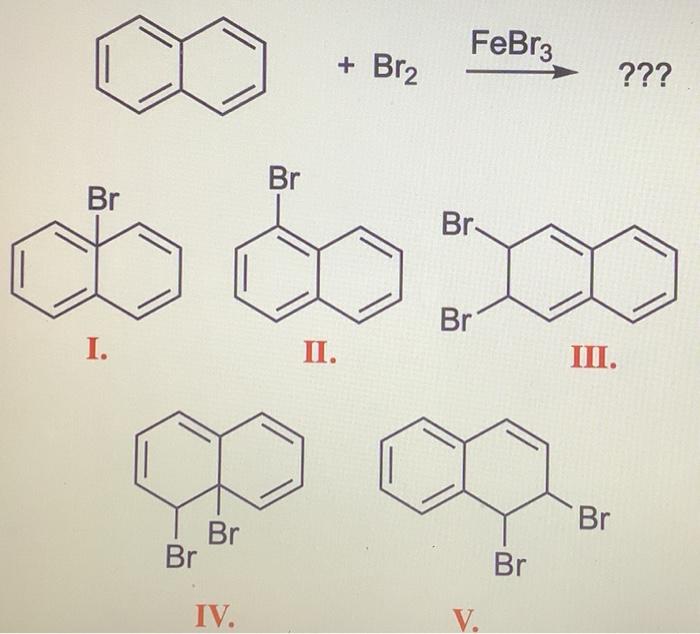Solved FeBr3 + Br2 ??? Br Br Br Br I. II. III. Br Br Br Br | Chegg.com