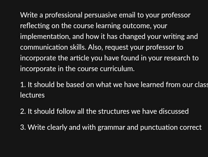 Write a professional persuasive email to your | Chegg.com