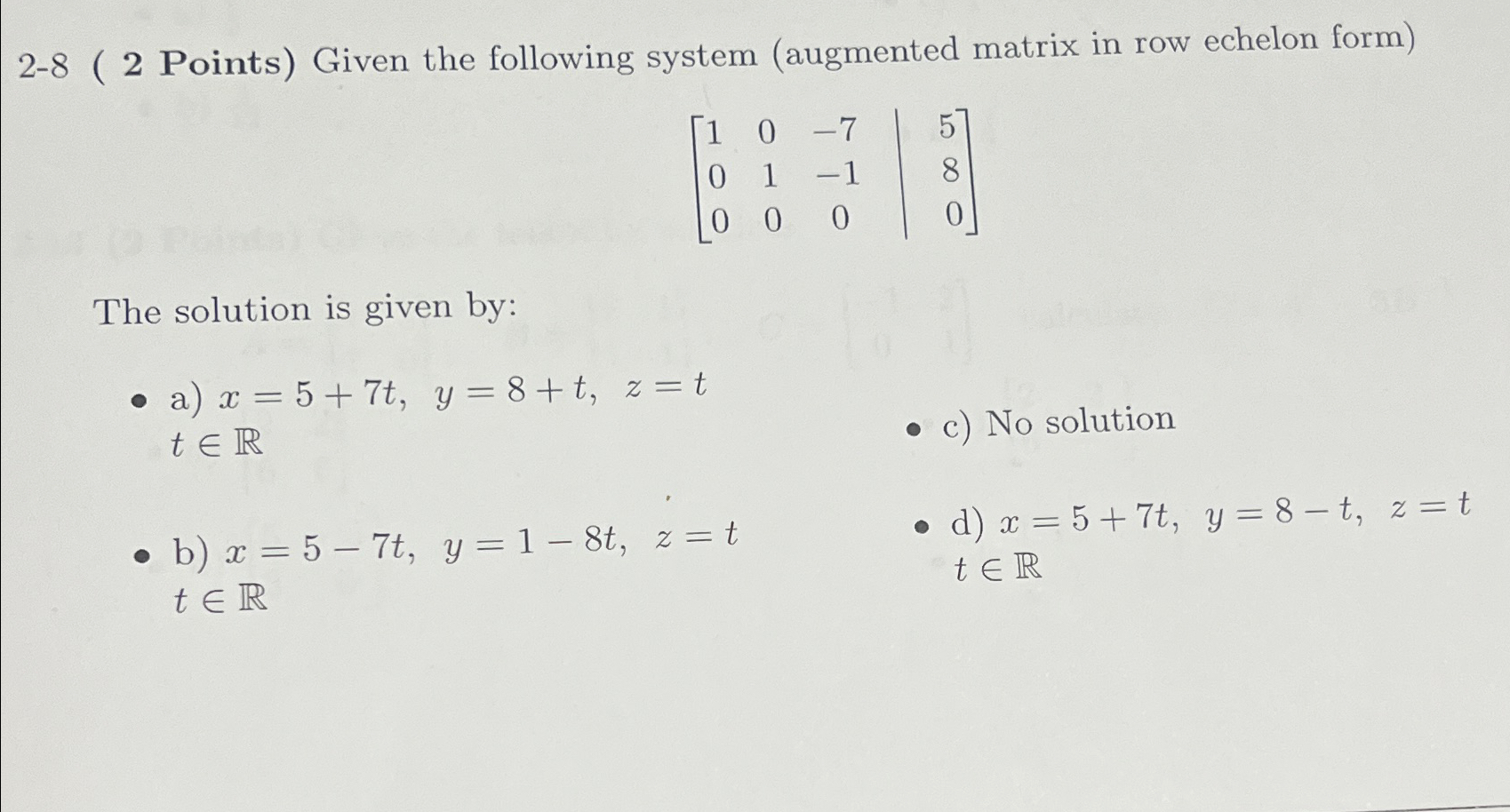 Solved 2-8 ( 2 ﻿Points) ﻿Given the following system | Chegg.com