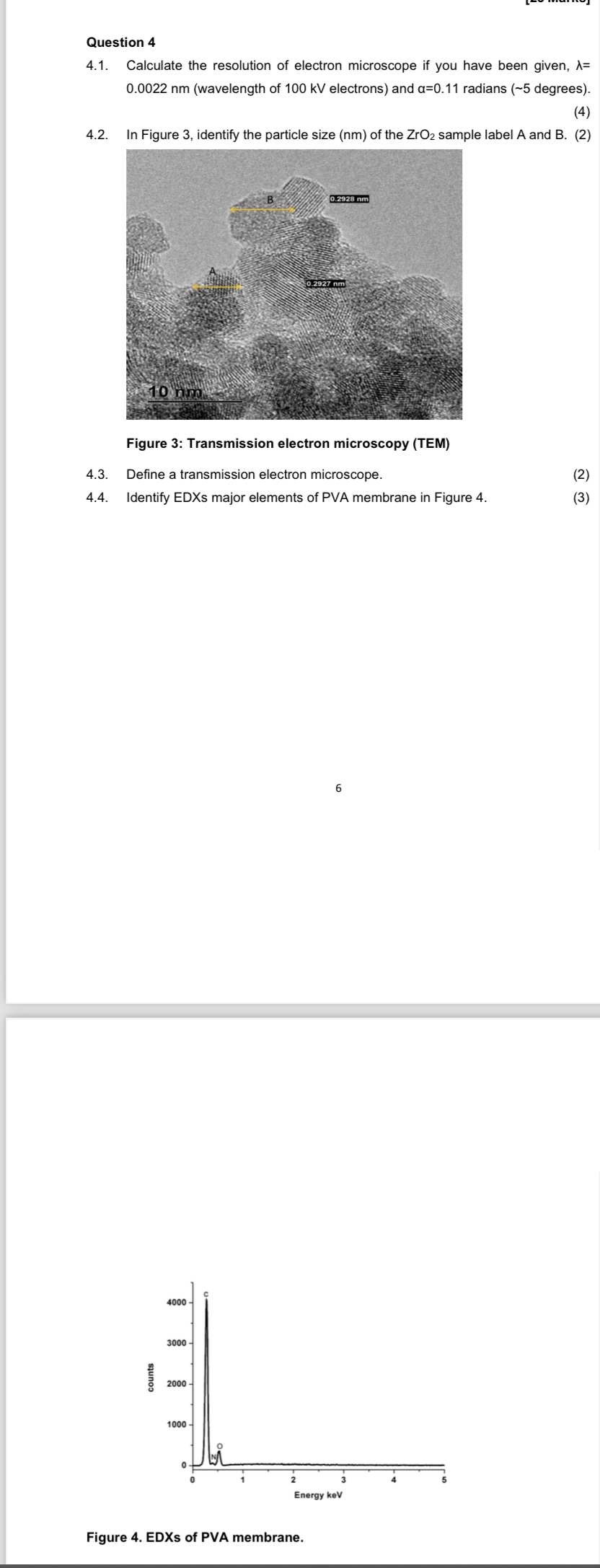 Solved Question 44.1. ﻿Calculate the resolution of electron | Chegg.com