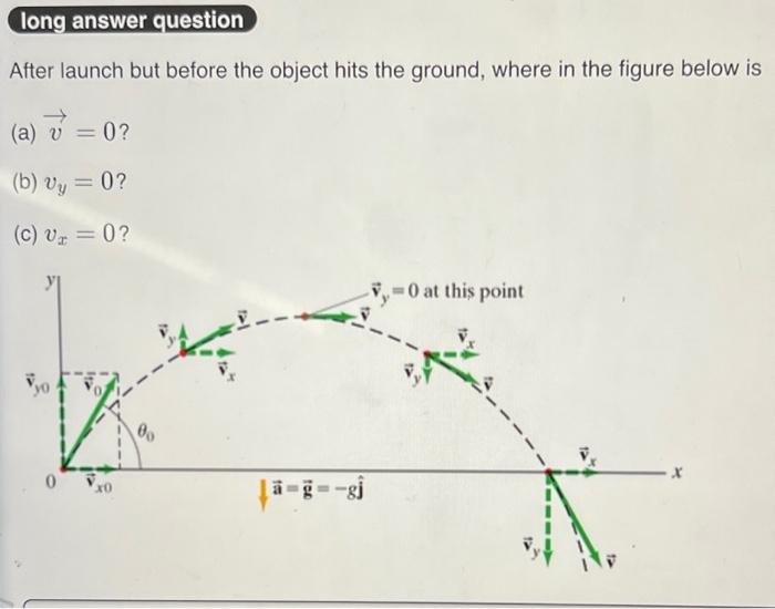 Solved After launch but before the object hits the ground, | Chegg.com