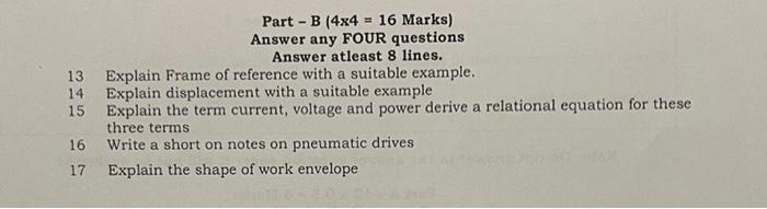 Solved Part - B ( 4×4=16 Marks ) Answer any FOUR questions | Chegg.com