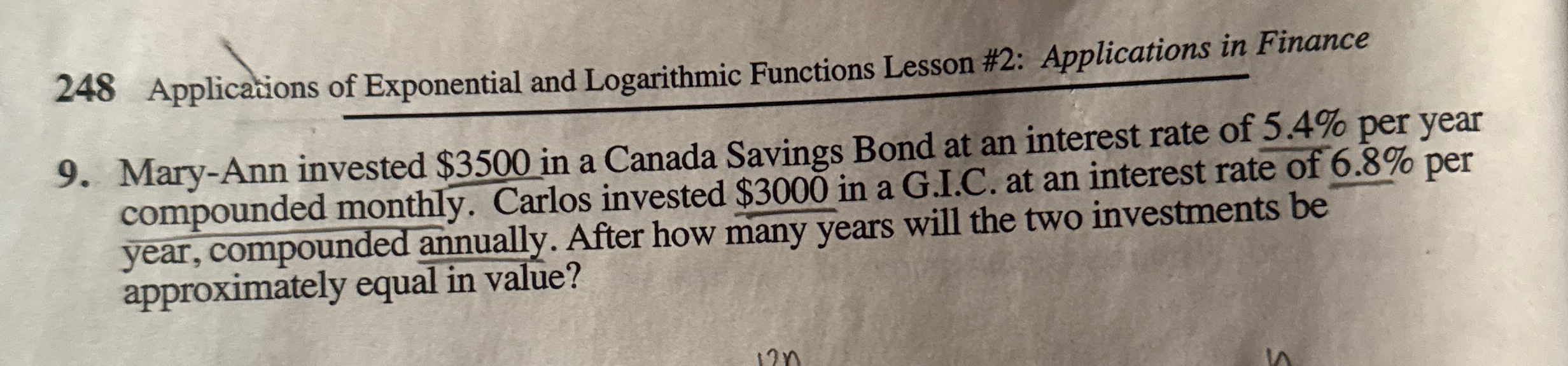 Solved 248 ﻿Applications of Exponential and Logarithmic | Chegg.com