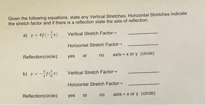 Solved Given the following equations, state any Vertical | Chegg.com
