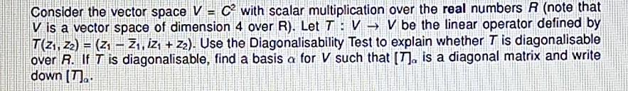 Solved Consider the vector space V=C2 with scalar | Chegg.com