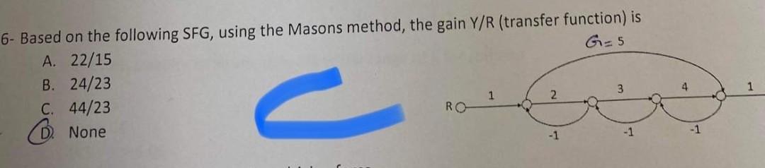 Solved 6- Based on the following SFG, using the Masons | Chegg.com
