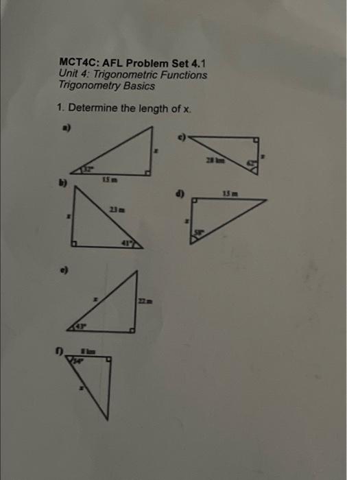 Solved MCT4C: AFL. Problem Set 4.1 Unit 4: Trigonornetric | Chegg.com