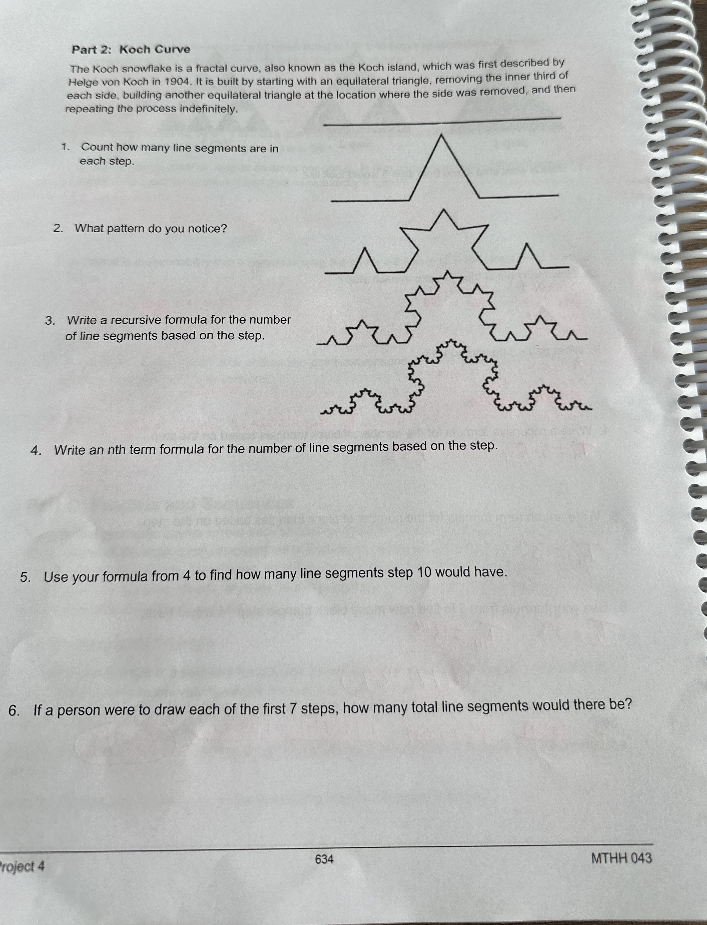 Part 2: Koch CurveThe Koch snowflake is a fractal | Chegg.com