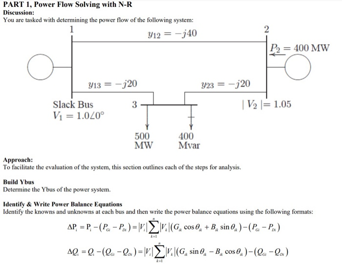 Solved PART 1, Power Flow Solving with N-R Discussion: You | Chegg.com