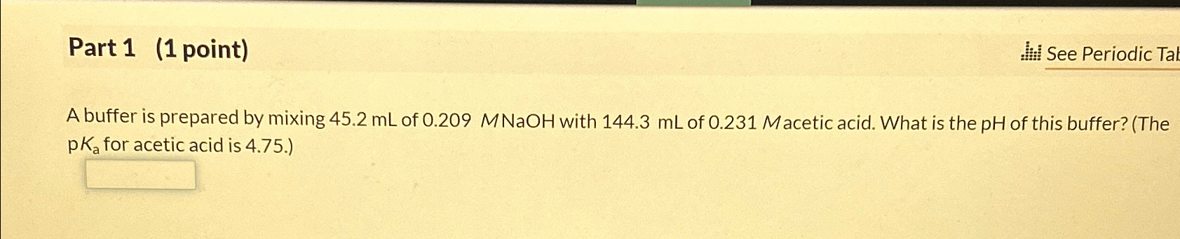 Solved Part 1 (1 ﻿point)See Periodic TaA buffer is prepared | Chegg.com