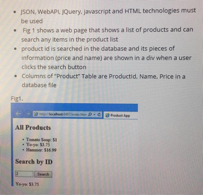Json Webapi Jquery Javascript And Html