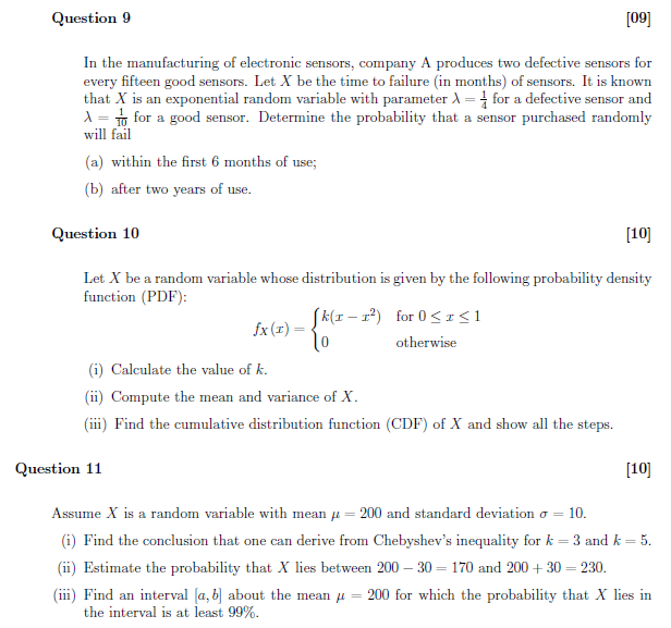 Question 9In the manufacturing of electronic sensors, | Chegg.com