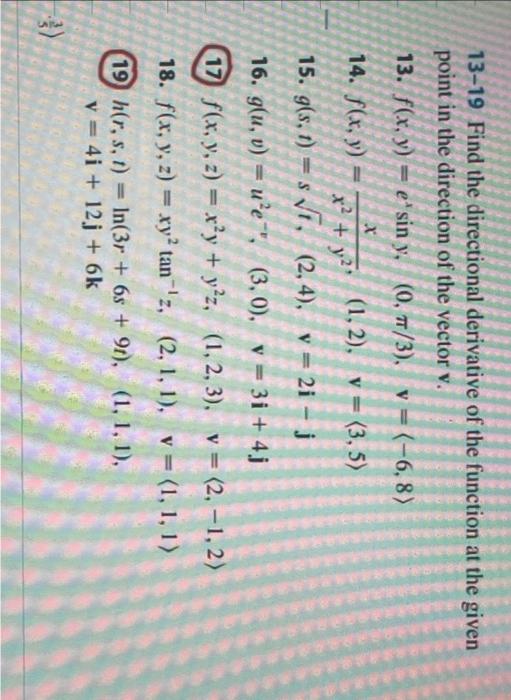 Solved 13-19 Find the directional derivative of the function | Chegg.com