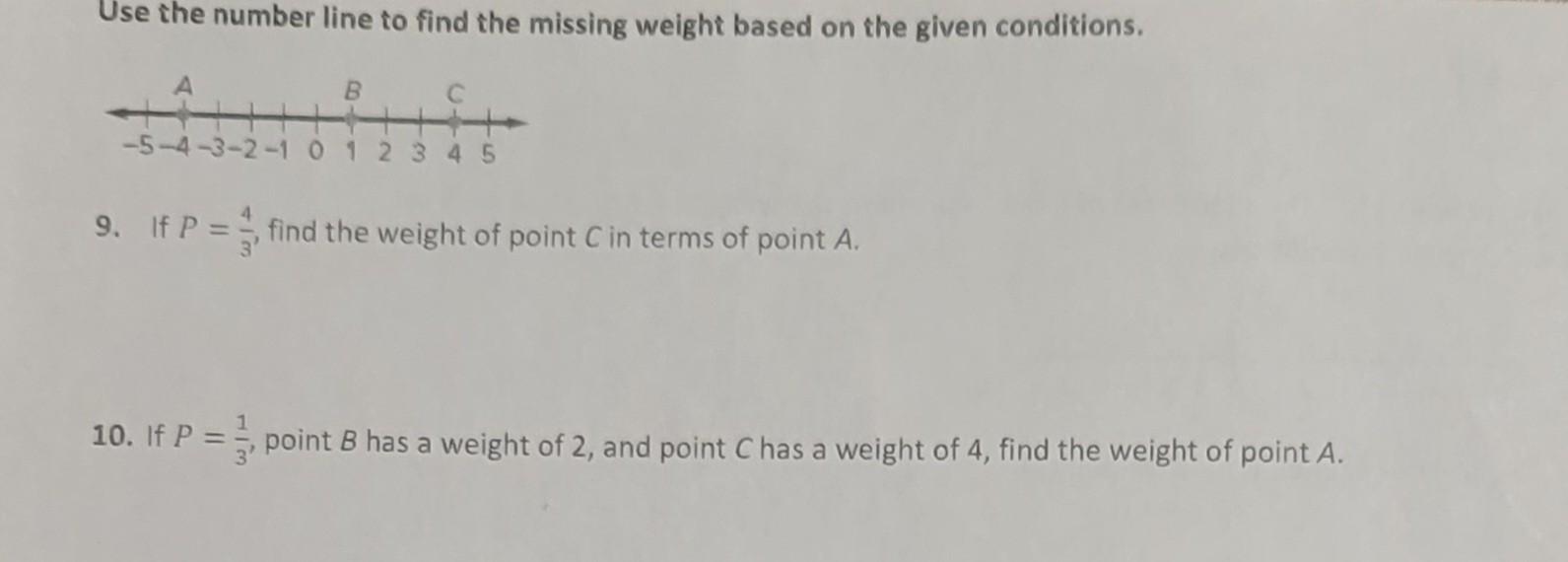 Use the number line to find the missing weight based | Chegg.com