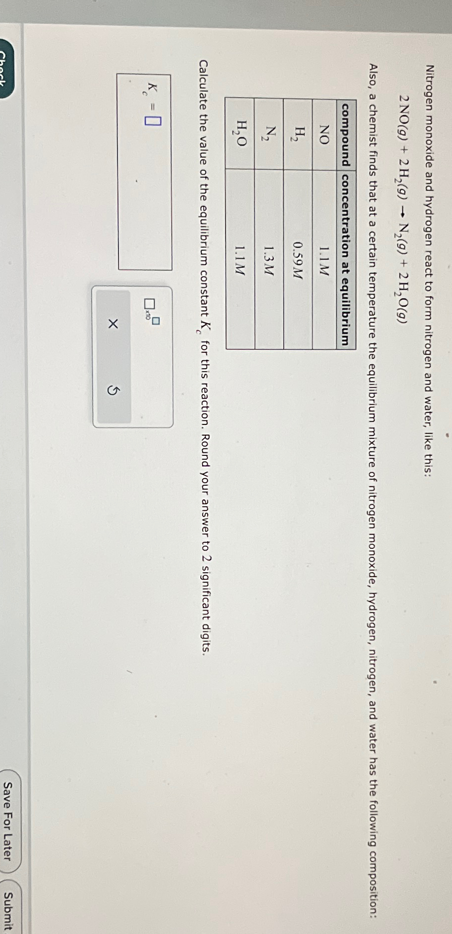 Nitrogen monoxide and hydrogen react to form nitrogen | Chegg.com