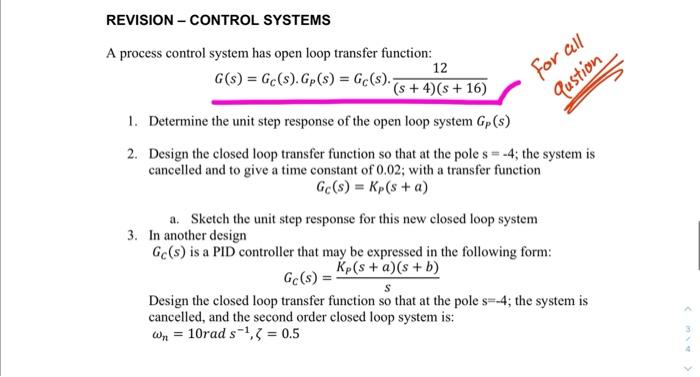 for all qustion REVISION - CONTROL SYSTEMS A process | Chegg.com