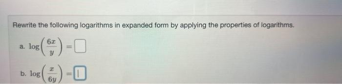 Solved b. −3log(z)+6log(x)−4log(y)=Rewrite the following | Chegg.com