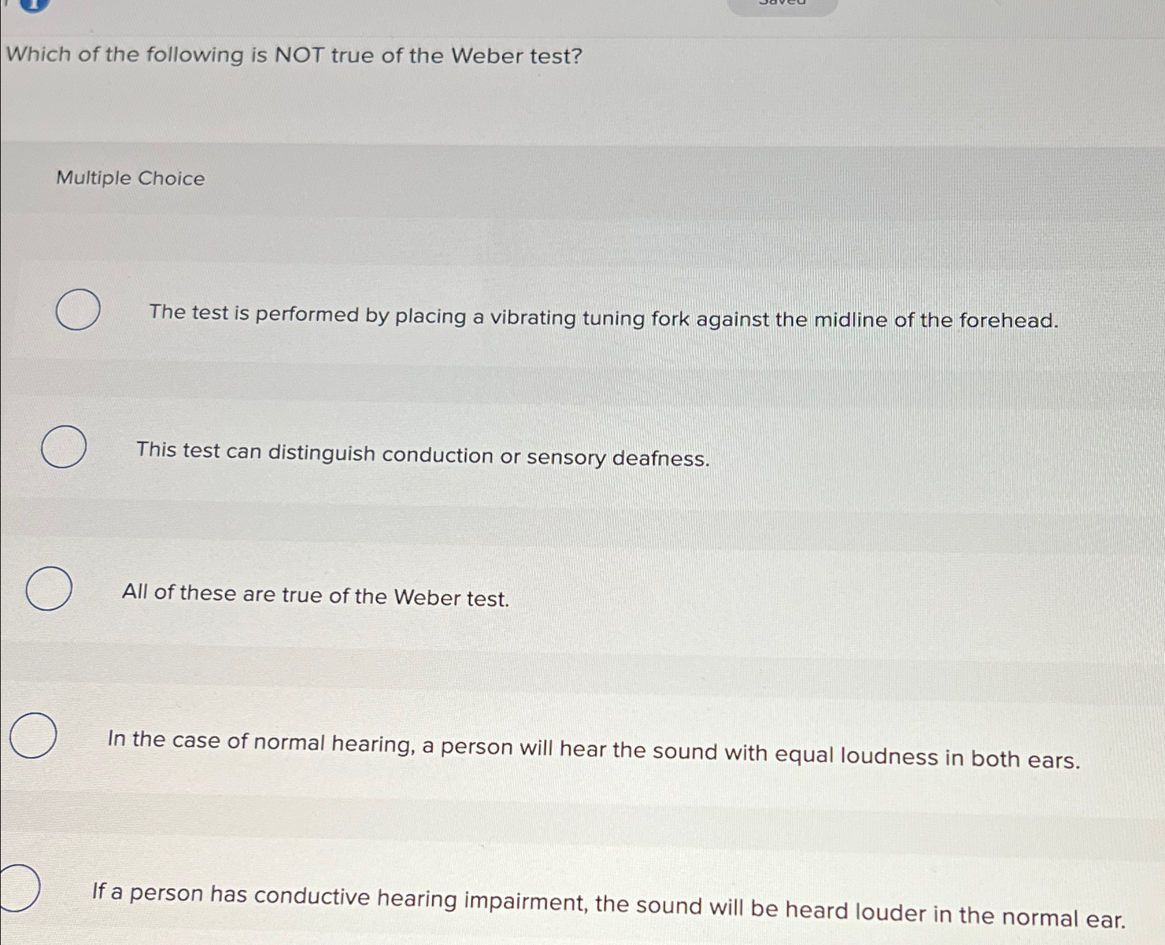 Solved Which of the following is NOT true of the Weber | Chegg.com