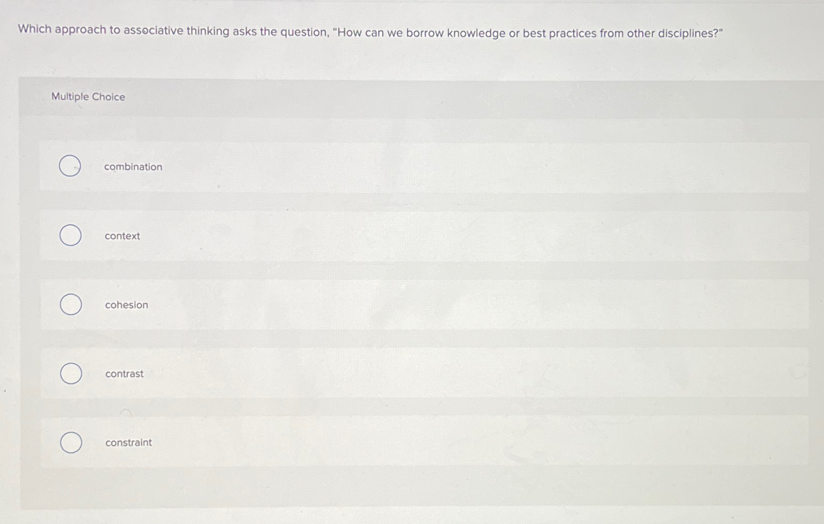 Solved Which approach to associative thinking asks the | Chegg.com