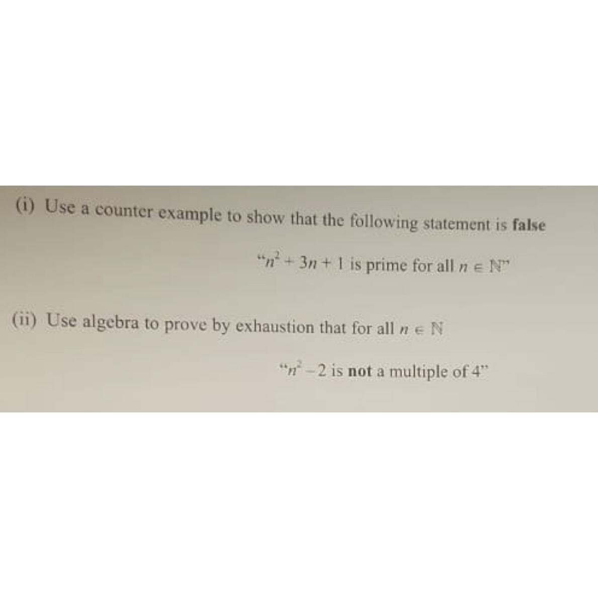 Solved (1) ﻿Use a counter example to show that the following | Chegg.com