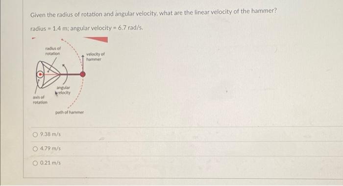 Solved Given the radius of rotation and angular velocity, | Chegg.com