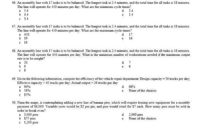Solved 46. An assembly line with 17 tasks is to be balanced. | Chegg.com