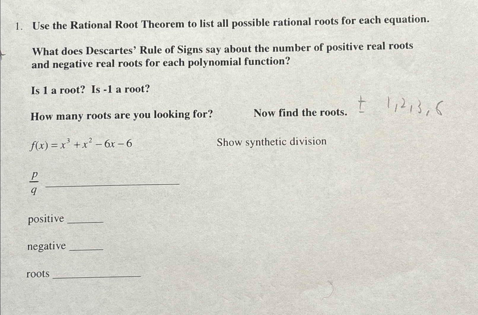 Use The Rational Root Theorem To List All Possible
