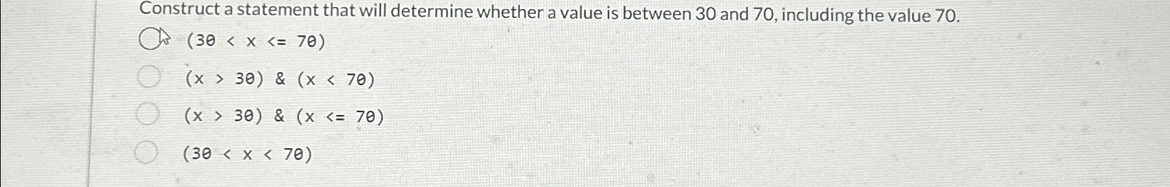 Solved Construct a statement that will determine whether a | Chegg.com