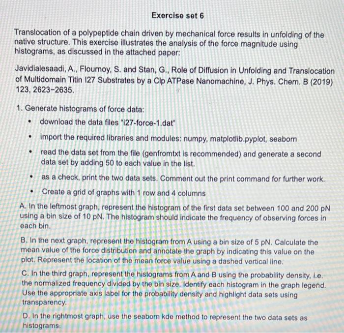 Solved Exercise set 6 Translocation of a polypeptide chain | Chegg.com