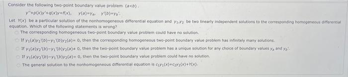 Solved Consider the following two-point boundary value | Chegg.com